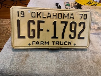 Oklahoma Farm Truck License Plate 1970 LGF 1792 | eBay