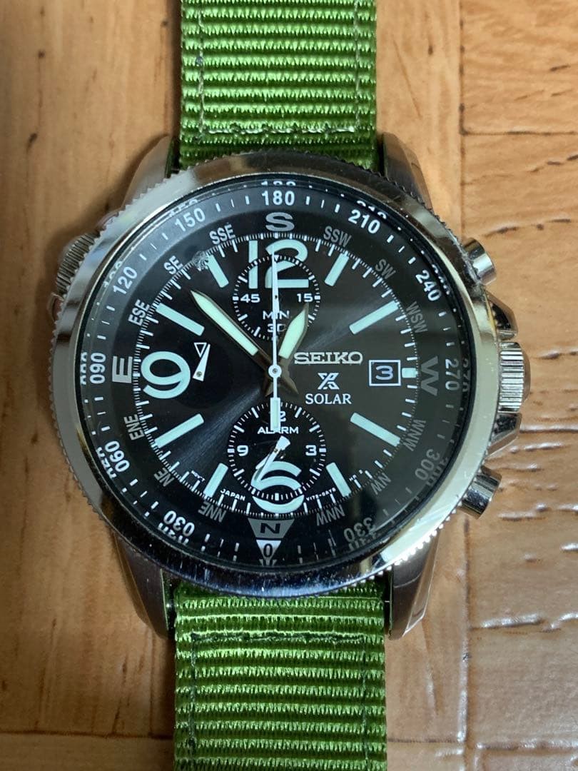 Seiko Solar Military Pilot Chronograph SSC081 NATO St… - Gem