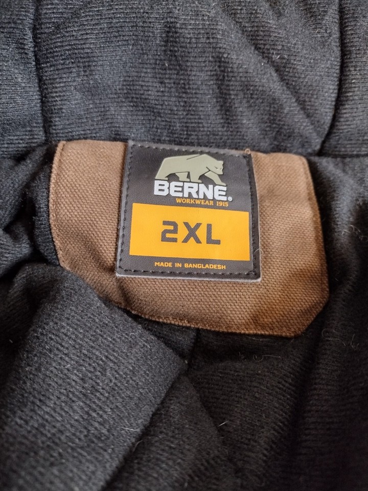 Berne WorkWear Men's SZ 2XL Brown Hooded Warm QuiltLined Jacket Winter WorkCoat | eBay