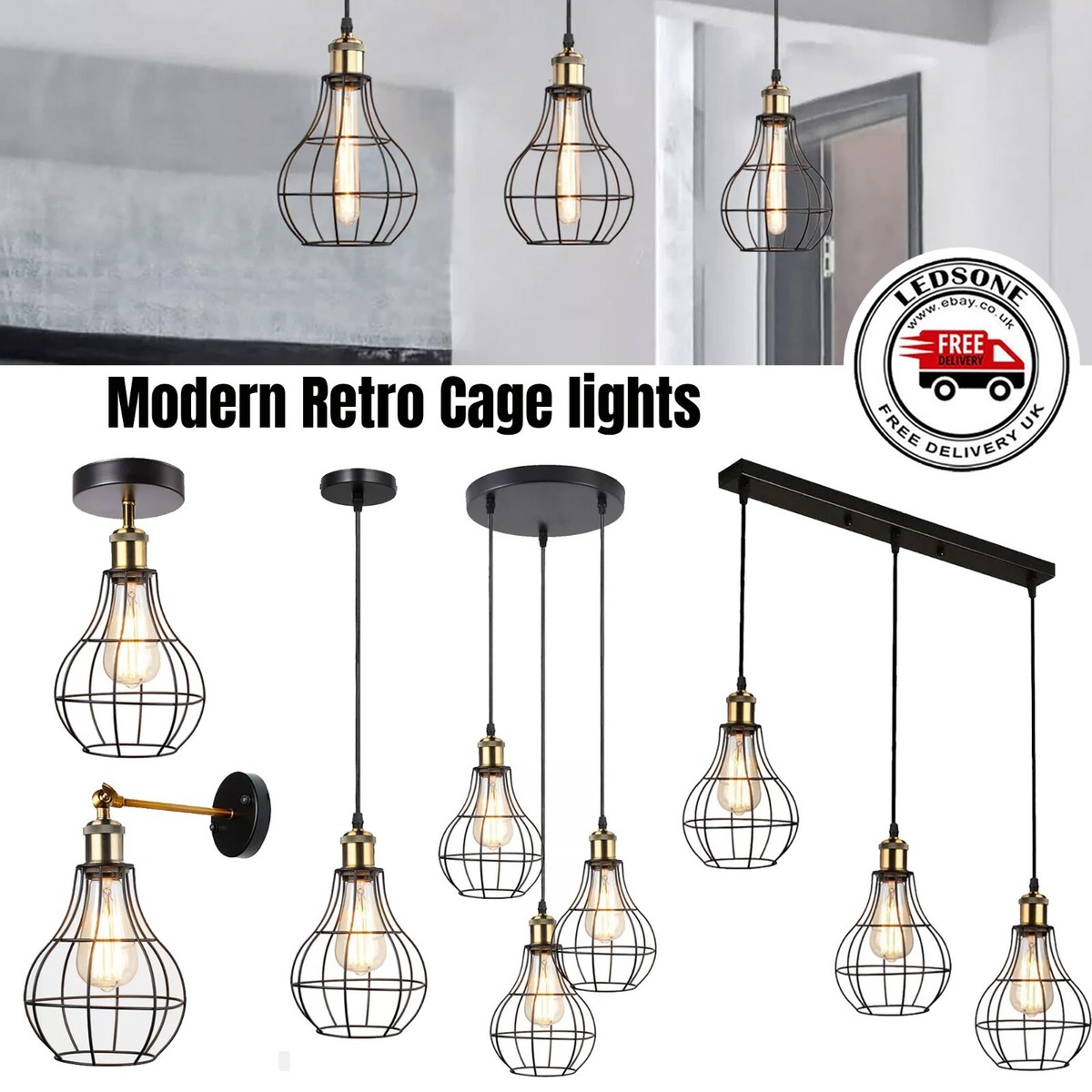 Industrial Cage Light Lamp Vintage Cage Design Ceiling Pendant In