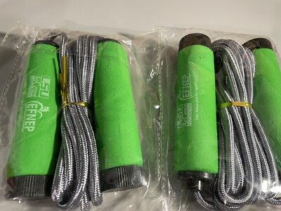 set of 2 9’ jump rope- Lime Green Handles, Silver Nylon Rope, Exercise ...