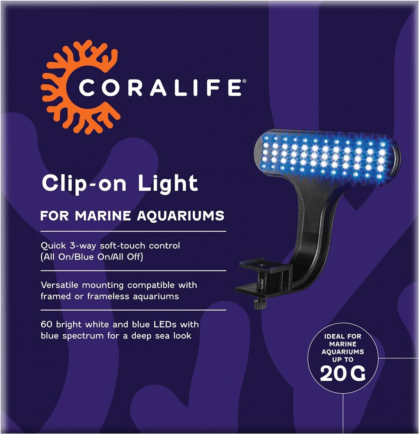 Coralife Aquarium Fish Tank Marine Salt Water Clip-On 8" x 7" x 4.75 ...