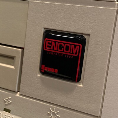ENCOM - TRON Custom 386 486 Computer Case Badge DOMED Sticker 1x1 RED ...