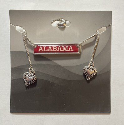 Alabama Crimson Tide Two Heart Charm Bracelet Silver Tone NCAA Licensed ...