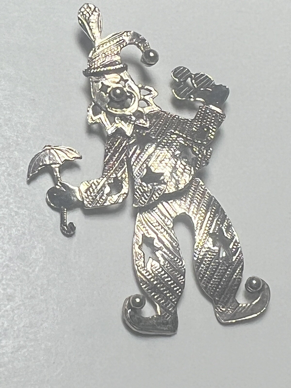 VTG Reticulated Sterling Silver Clown Necklace Pendan… - Gem