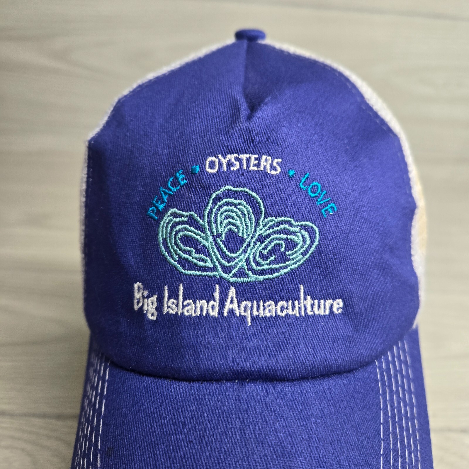 Big Island Aquaculture Peace Oysters Love Blue Adult Adjustable Hat Cap ...