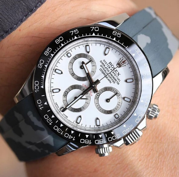 Tempomat 20mm Grey Camo Rubber Strap Fits Rolex Submariner,Swatch Omega ...