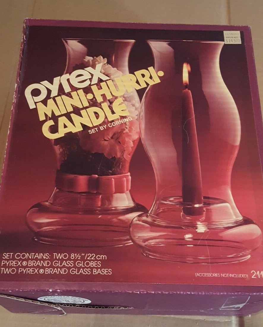 Pyrex Glass Hurricane Lamps 10 Inch Candlestick Candle Holders Vintage ...