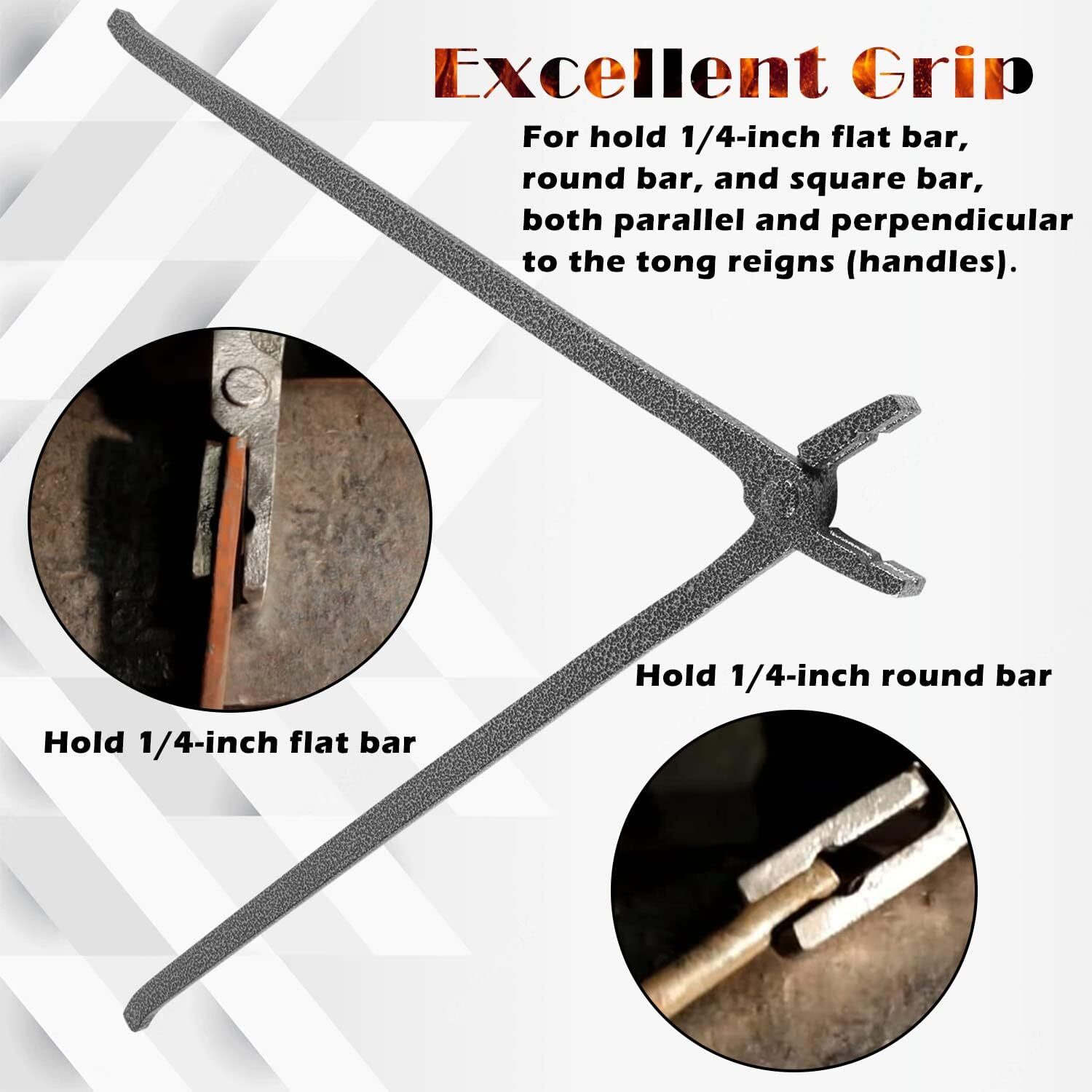 Blacksmith 1/4" Flat Jaw Tongs hold 1/4" flat bar,round bar, and square ...