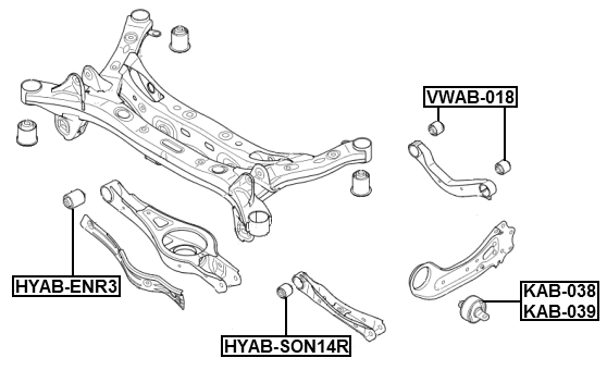 Bushing Right, Rear Trailing Arm Fits Kia 55275-F6000, 55280-C2200 ...