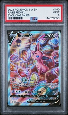 Espeon V PSA 9 Alt Art Evolving Skies Pokemon Card 180/203 Full Art ...