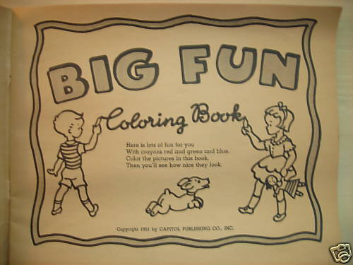 Vintage Capitol BIG FUN Coloring Book 1951 | eBay