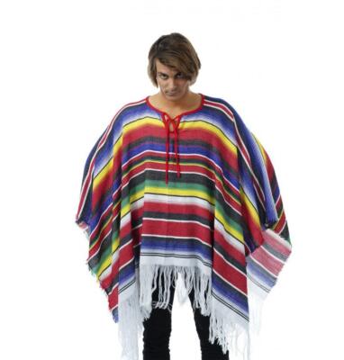 Poncho Zarape messicano con frange multicolore costume donna | eBay
