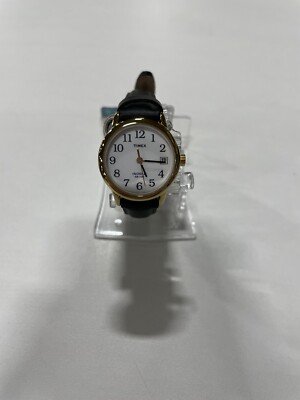 Timex T2H341, Easy Reader, Women's, Black Leather Strap Watch, Indiglo ...