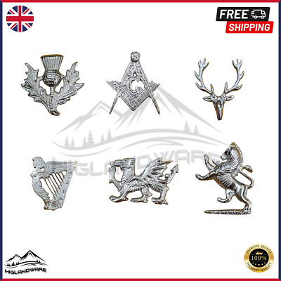 HW Scottish Highland Plain Glengarry Badges Chrome Balmoral Cap Badges ...