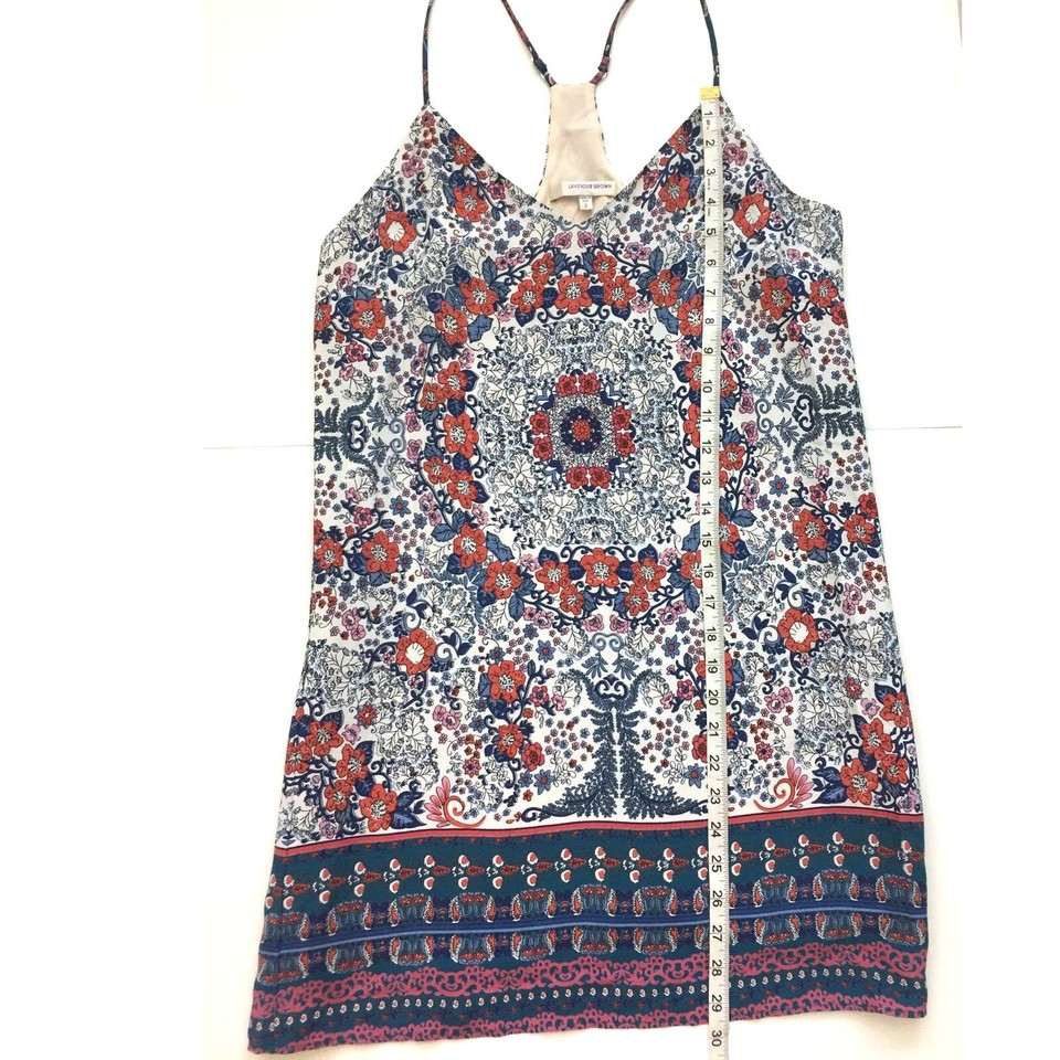 Lavender Brown Floral Spaghetti Strap Racerback Dress Size Small | eBay