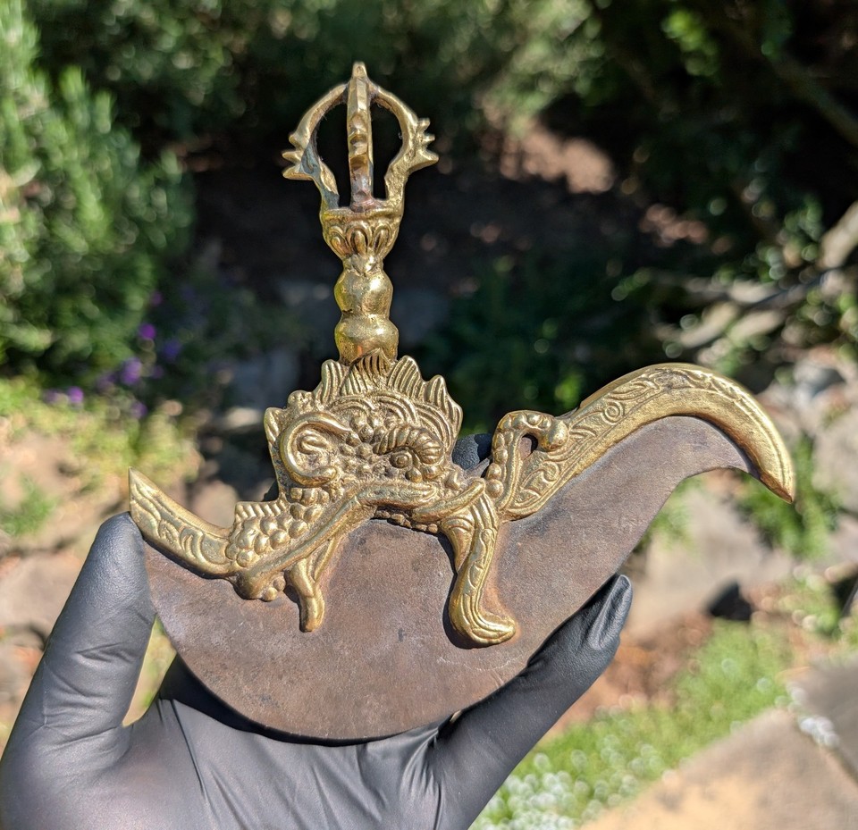 Tibetan Kartika Flaying Knife Sword Brass Buddhist Tantric Ritual Nepal ...