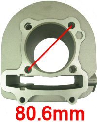180cc CYLINDER KIT FOR GY6 B-BLOCK 80.5mm DIAGONAL / 57mm BOLT SPACING ...