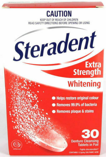 3x Steradent Extra Strength Whitening Denture Cleansing 30 Tablets for ...