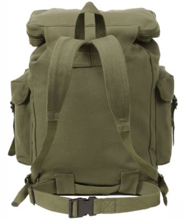 Cotton Canvas Rucksack Heavy Duty Pocket Lid Top Loading Hiking ...