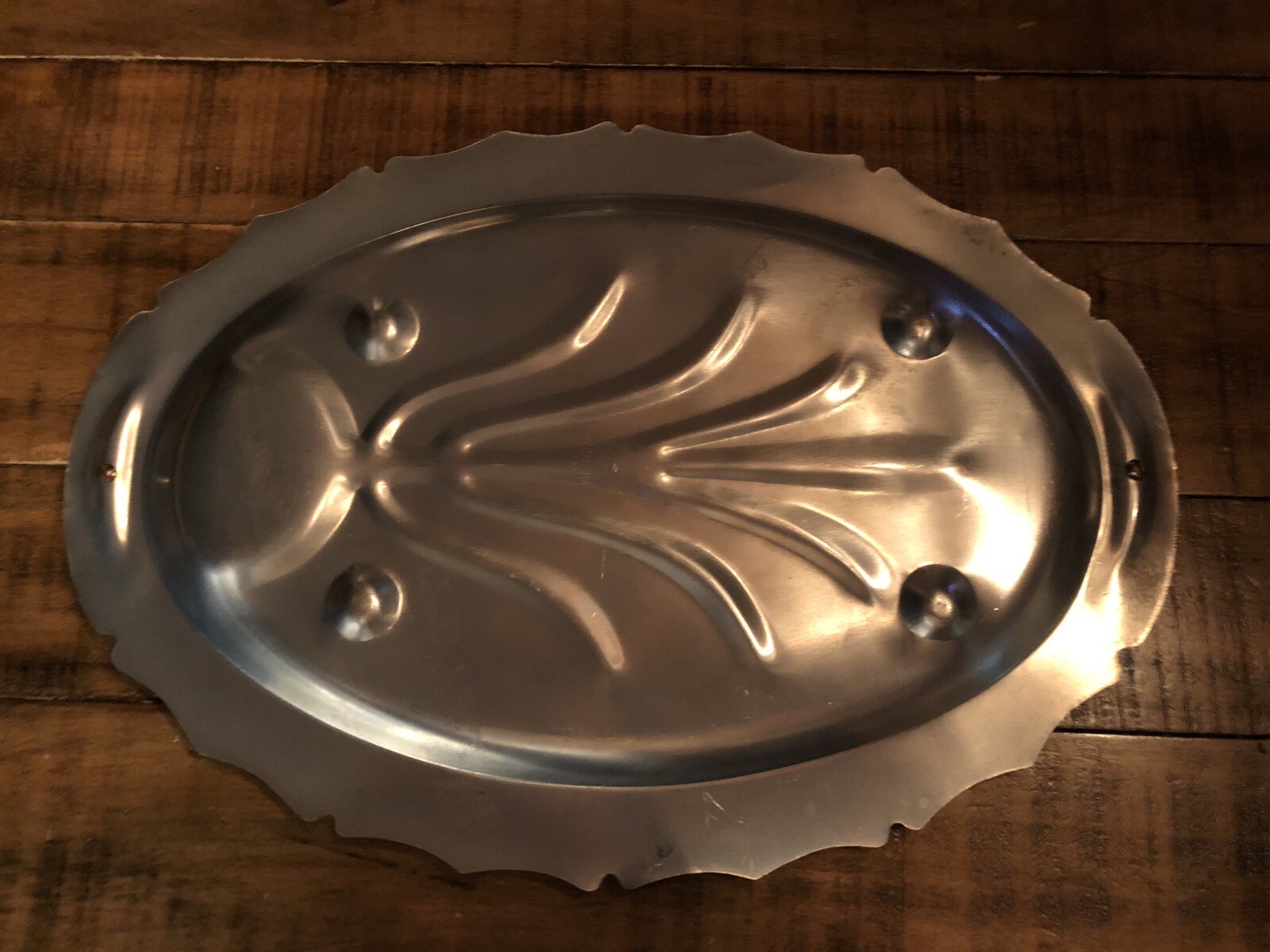 ANTIQUE ART DECO CHROME/RED BAKELITE PLATTER/SERVING PIECE MARKED ...