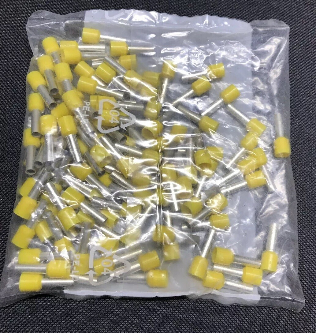 100 x Panduit FSD82-12 Pan-Term Ferrules - 10 AWG 12mm Yellow - FSD82 ...