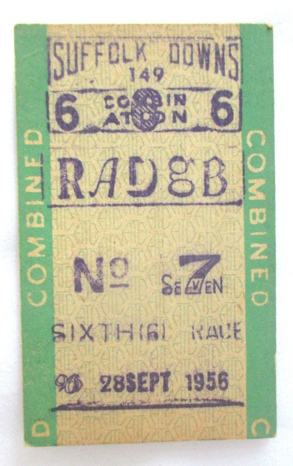 Lot of 6 1950's Suffollk Downs Horse Racing TOTE TICKETS No Bends No ...