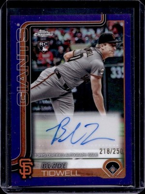 2025 Topps Chrome Update Blade Tidwell Auto RC Purple Refractor #218/ ...