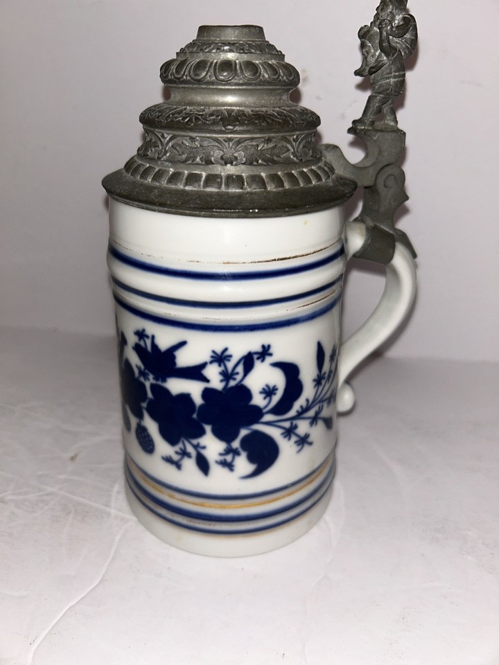 Antique German Beer Stein - ceramic w/ pewter lid | eBay