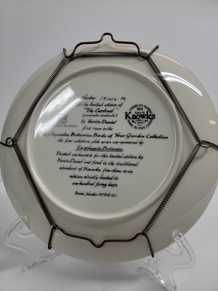 Edwin M. Knowles Collector Plate 15383D The Cardinal With Plate Frame ...