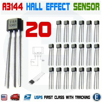 20pcs A3144 A3144E OH3144E A1044 Hall Effect Magnetic Sensor Switch ...
