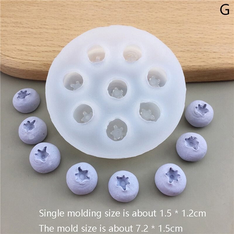 1Pc 3D Blueberry Raspberry Silicone Mold DIY Simulation Fruit Fondant ...