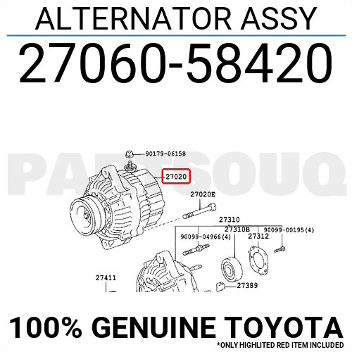 2706058420 Genuine Toyota ALTERNATOR ASSY 27060-58420 | eBay