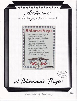 A POLICEMAN'S PRAYER Cross Stitch Pattern Art Ventures Police Theme | eBay
