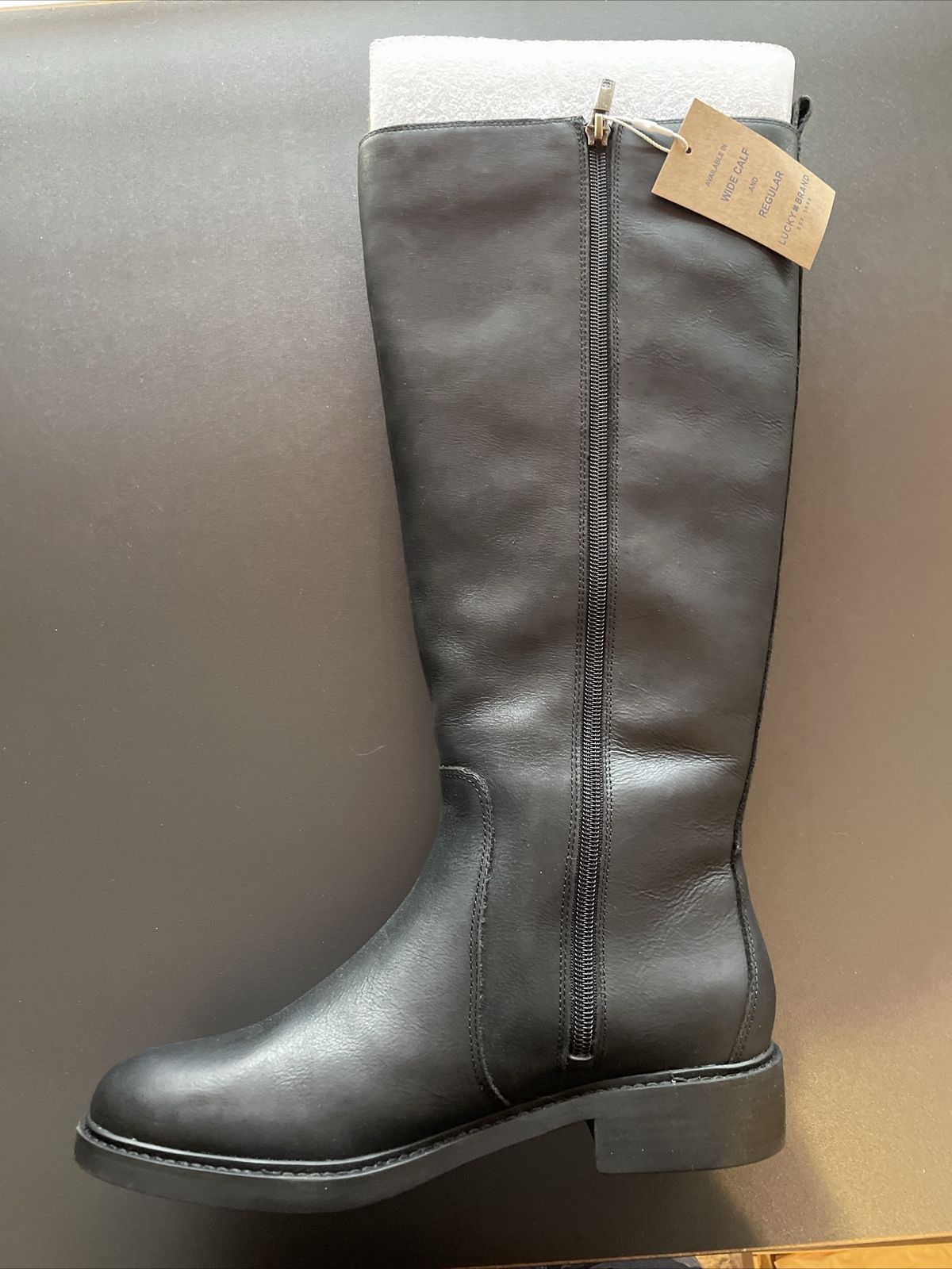 Lucky Brand Quinn Leather Black Riding Boots *Wide Calf* | eBay