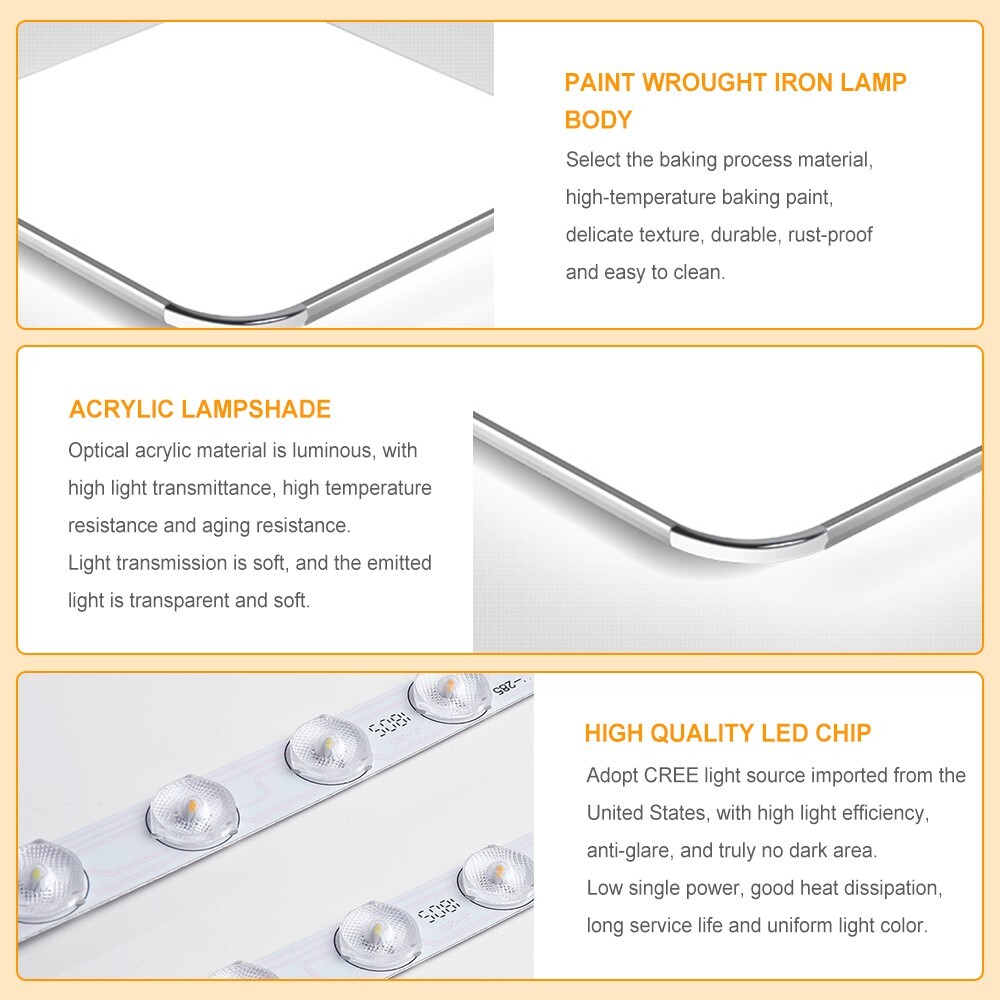 LED Ceiling Light Square Modern Panel Down Lights Bathroom Bedroom ...