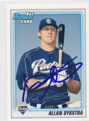 Allan Dykstra San Diego Padres Autographed 2010 Bowman 1st Baseball ...