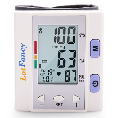 Automatic Wrist High Blood Pressure Monitor BP Cuff Machine Heart Rate ...