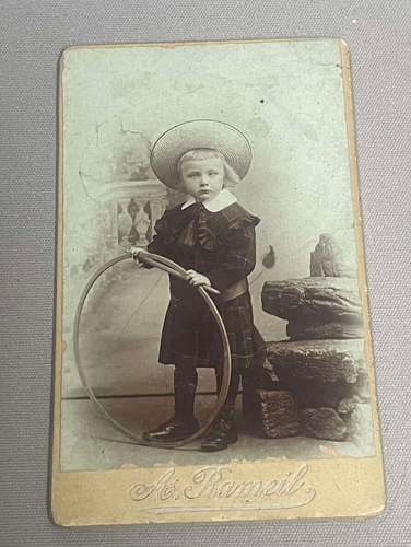 ANCIENNE PHOTOGRAPHIE CDV A.RAMEIL EVREUX (27) ENFANT ET SON CERCEAU | eBay