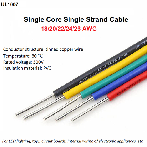 PVC Single Strand Core Cable Electronic Wire 18/20/22/24/26 AWG Many ...