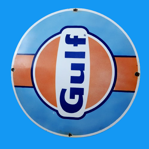 Porcelain Gulf Enamel Sign Size 30x30 Inches Double Sided | eBay