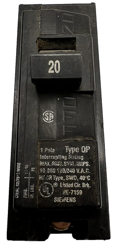 Siemens QP120 Circuit Breaker, 1-Pole, 20A, 120/240V, Type QP **Free ...