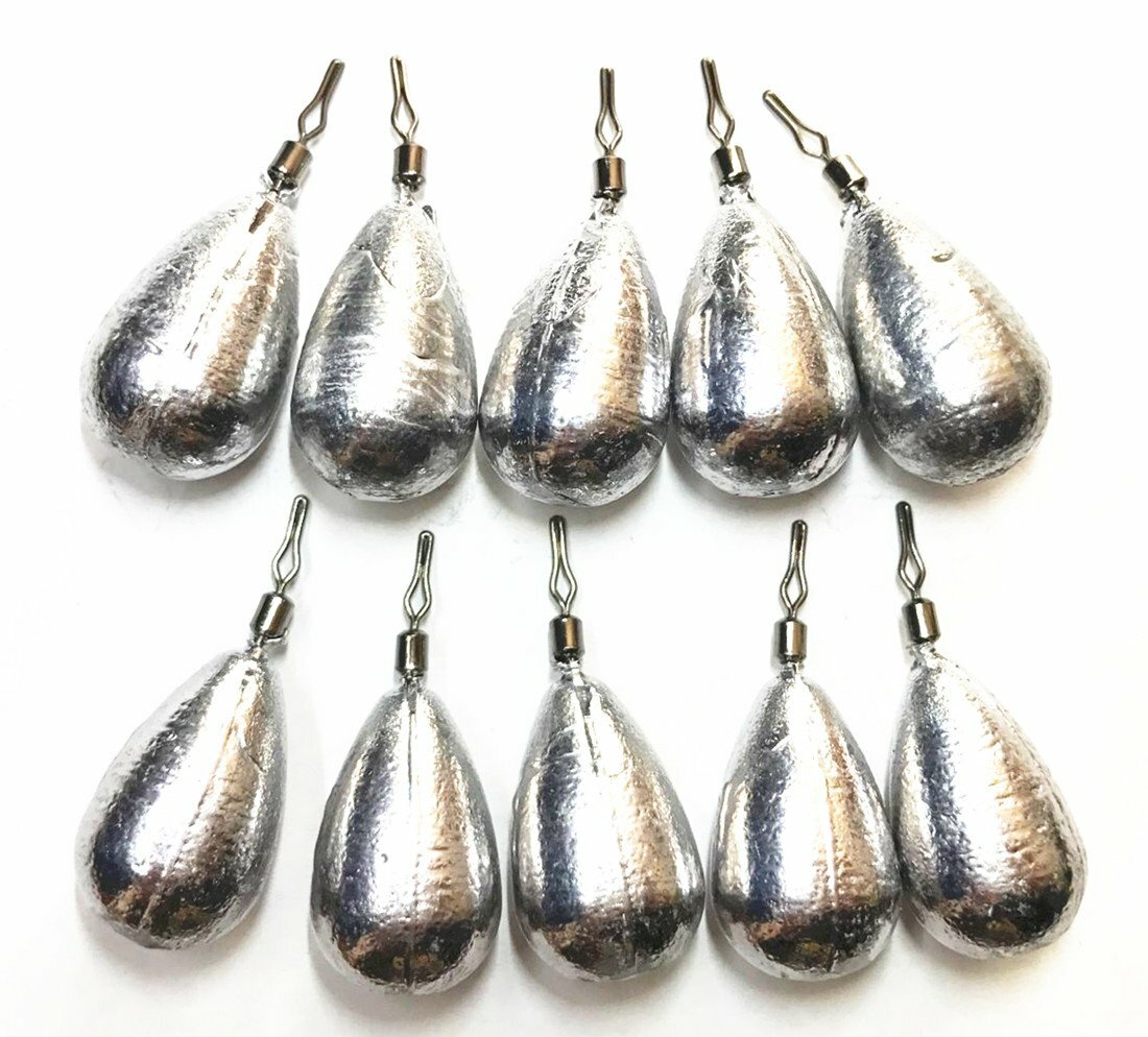 10 Pcs Teardrop Drop Shot Sinker Fishing Sinkers in Various Weight ...