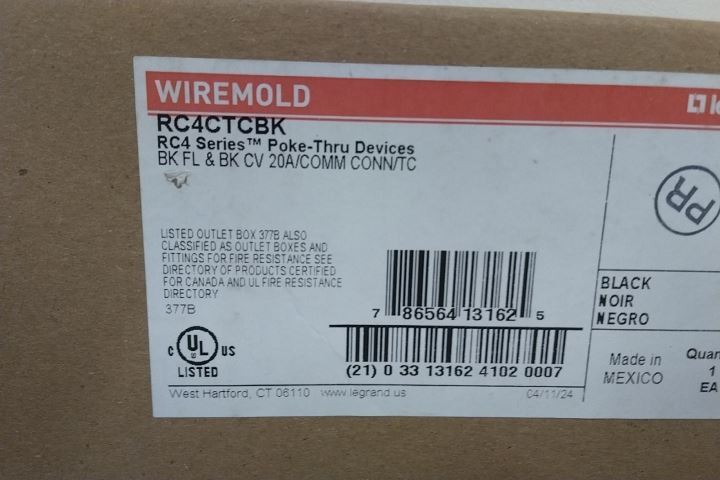 Legrand Wiremold RC4CTCBK Black Poke-Thru Device (BW) | eBay