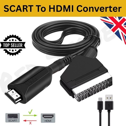 SCART to HDMI Converter Cable HDMI Adapter Lead 1M For HDTV Sky Box STB ...