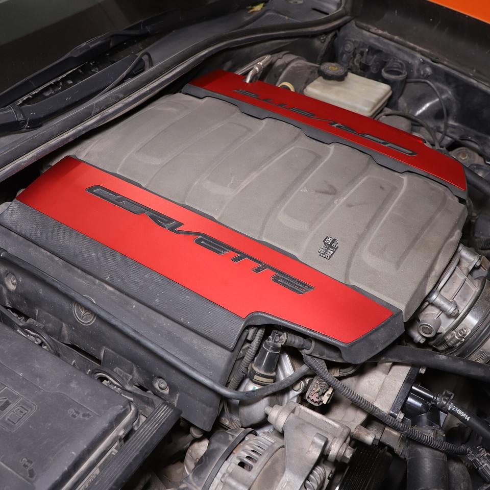 2PCS Red Aluminum Alloy Engine Side Panel Trim Covers For Corvette C7 ...