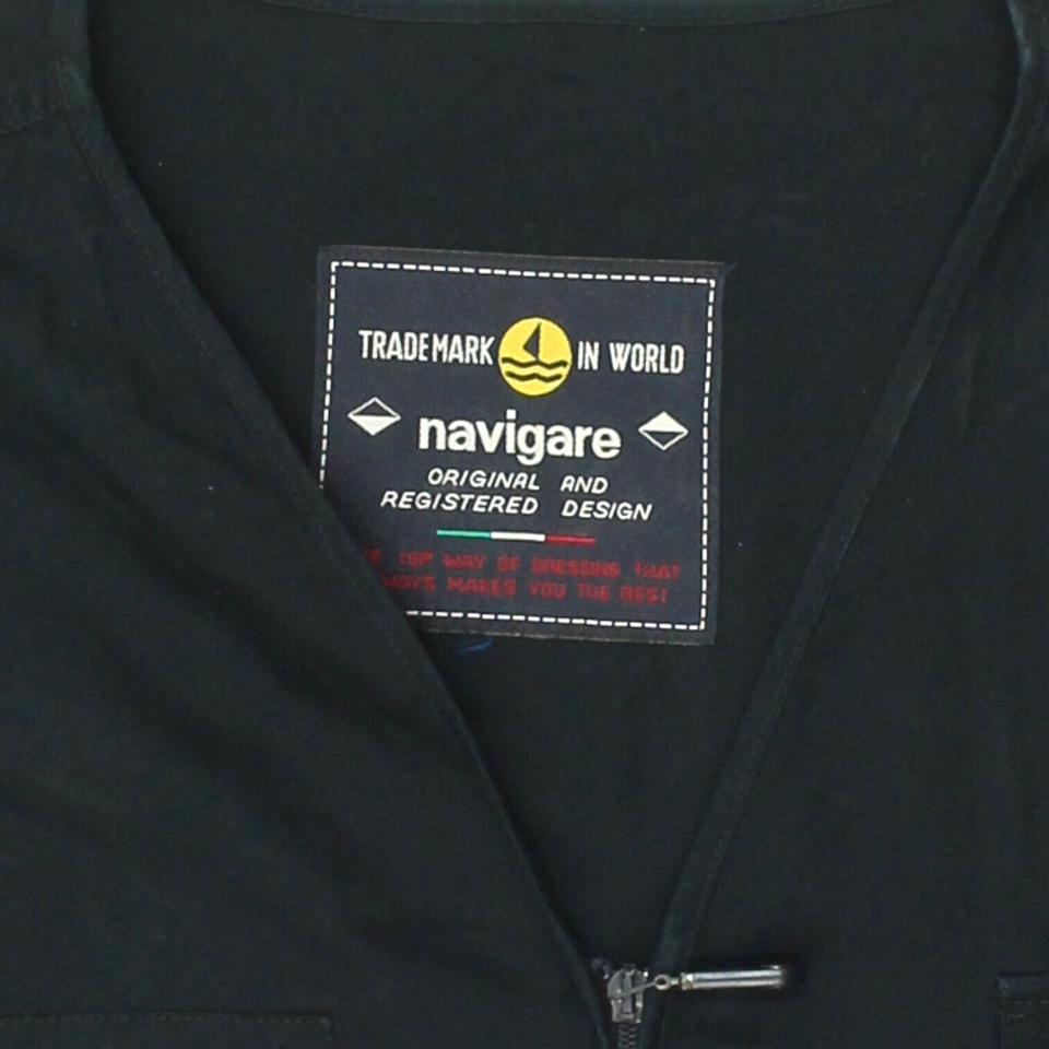 Navigare Mens Navy Full Zip Sailing Gilet | Vintage Designer Sleeveless ...