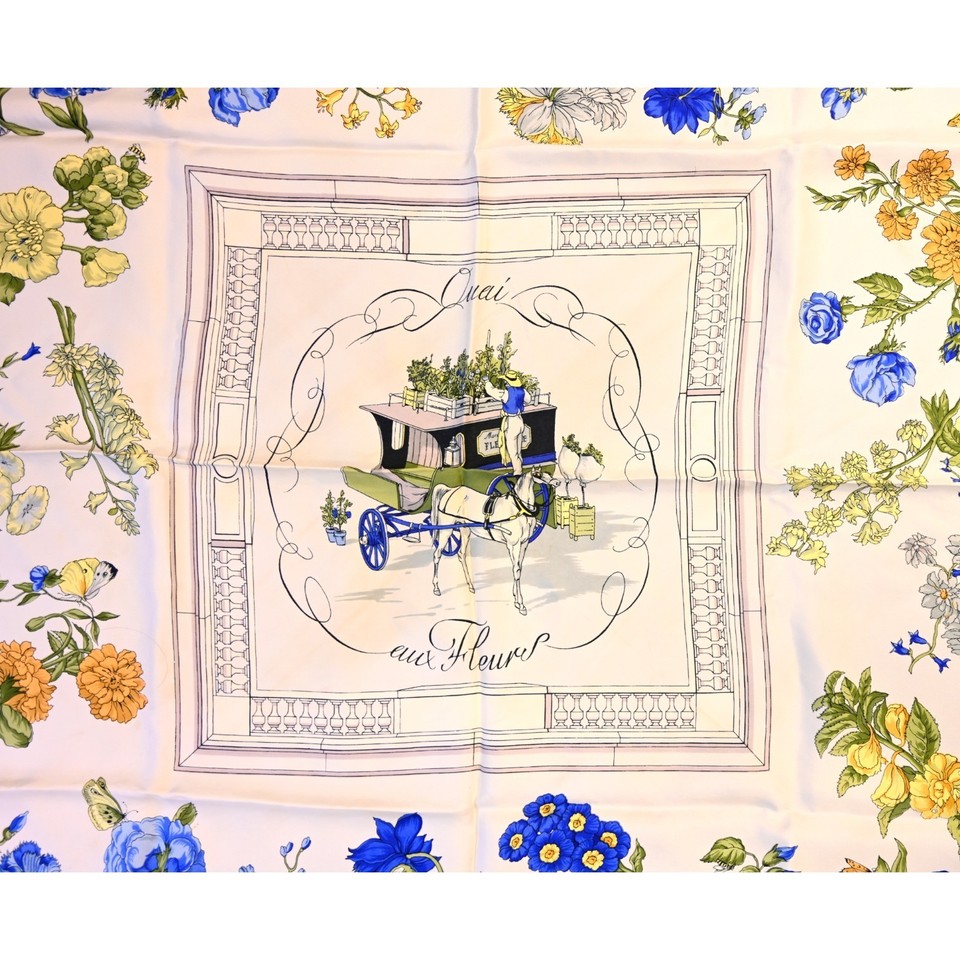 VINTAGE DESIGNER HERMES HUGO GRYGKAR QUAI AUX FLEURS BLUE EGG SHELL ...