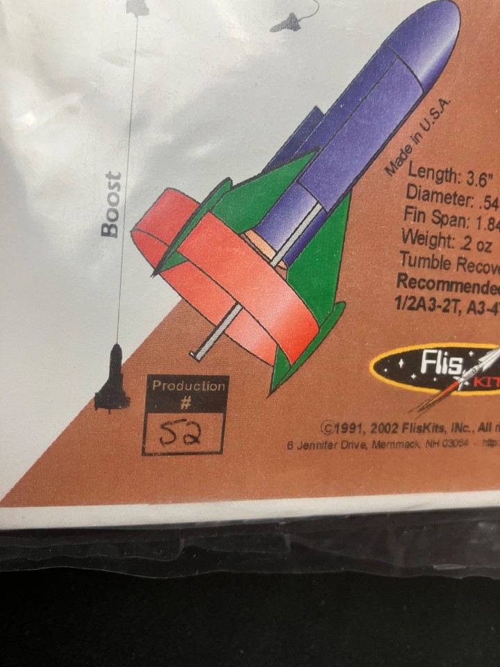 Rare Vintage Original Issue Fliskits TUMBLEWEED Flying Model Rocket Kit ...