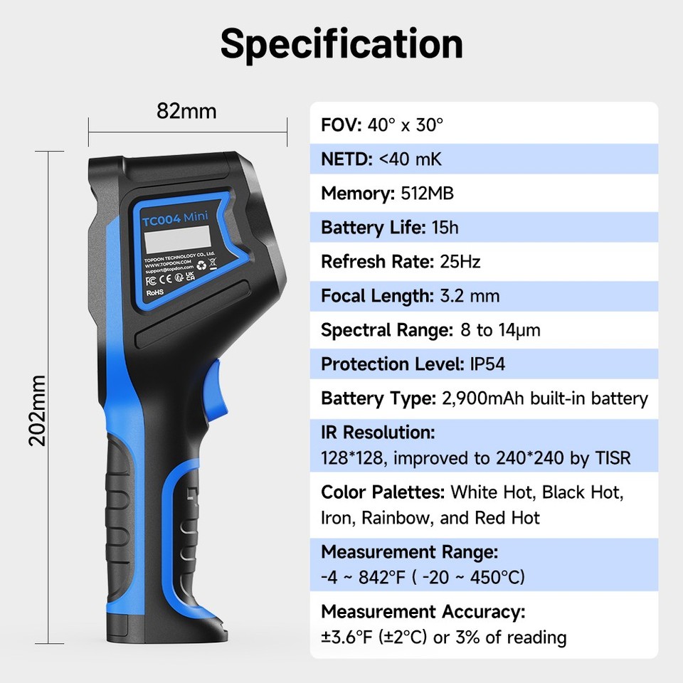 2026 TOPDON TC004 Mini Thermal Imaging Camera 240*240 IR Long Battery ...